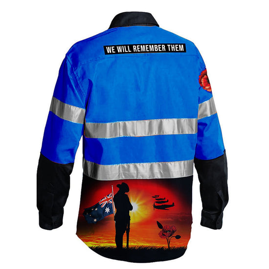 Courage Blue Hi Vis Workshirt – MindGuard Workwear PTY LTD